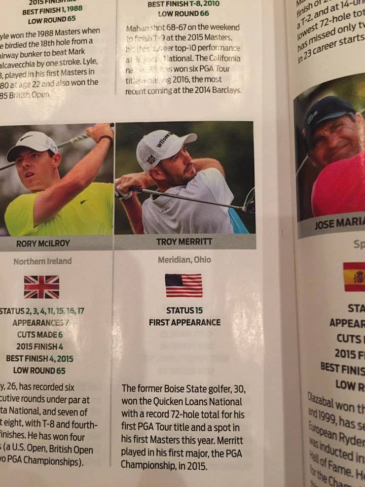 Merritt's Masters bio lists wrong home state | ktvb.com