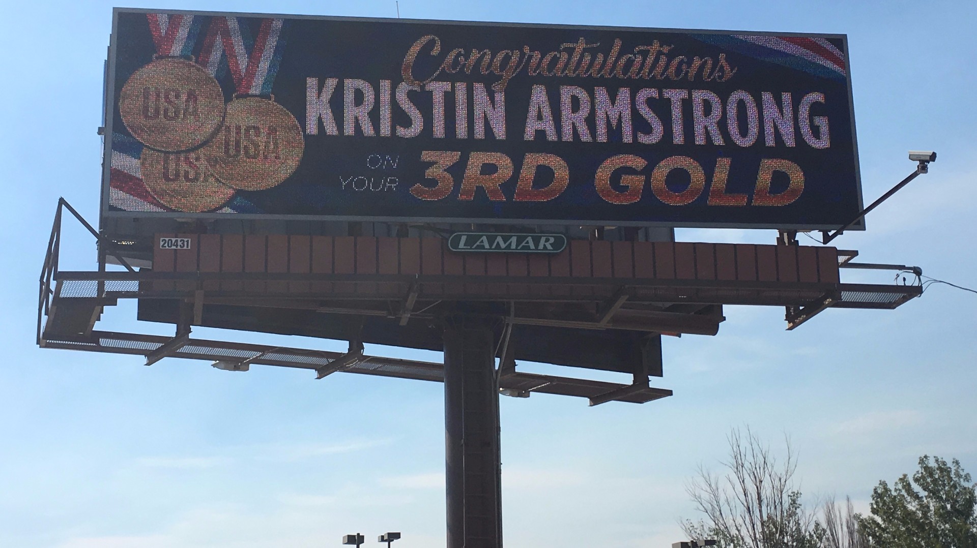Billboards salute Armstrong's historic Olympic feat | ktvb.com